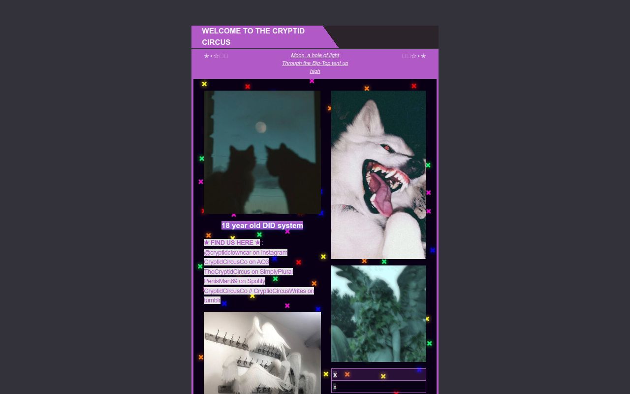 Cryptid Circus Carrd